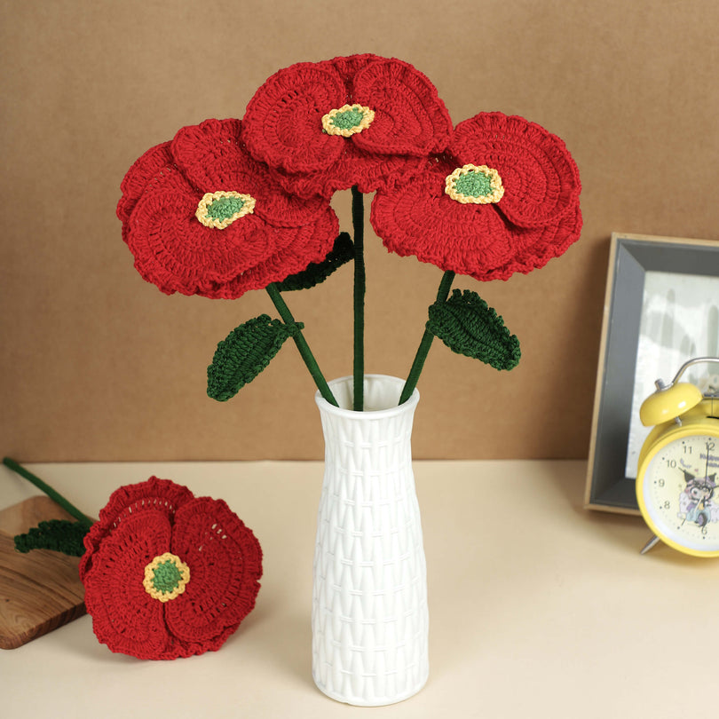 Handcrafted Crochet Poppy Flower | Decorative Floral Accent – Magic Needles