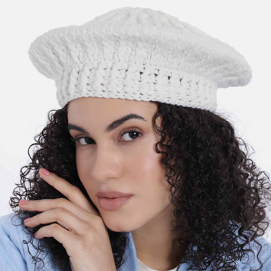 Women Handmade Self Design Beret - 10031 – Magic Needles