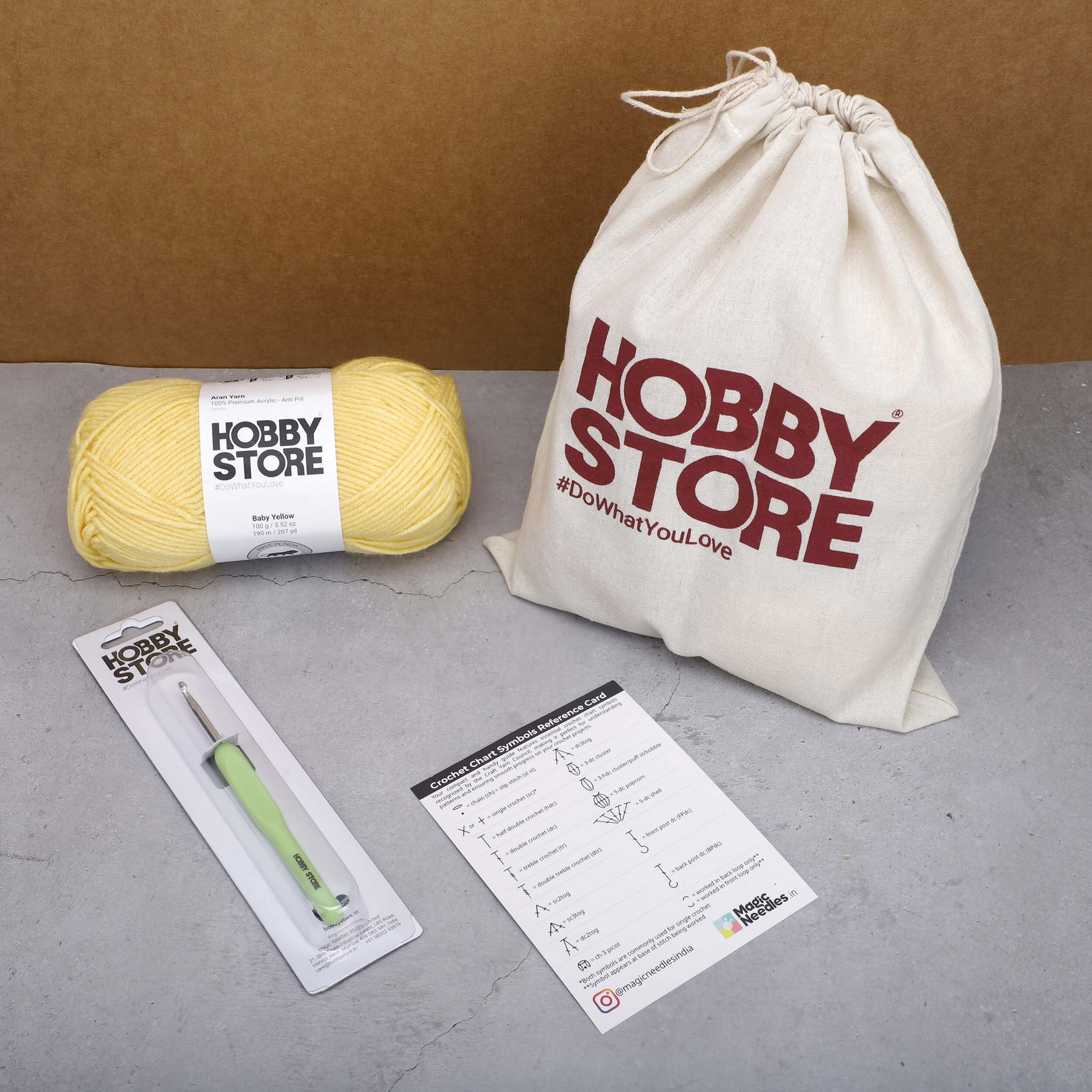 Beginner Crochet Kit – Bare Minimum Set by Hobby Store – Magic Needles