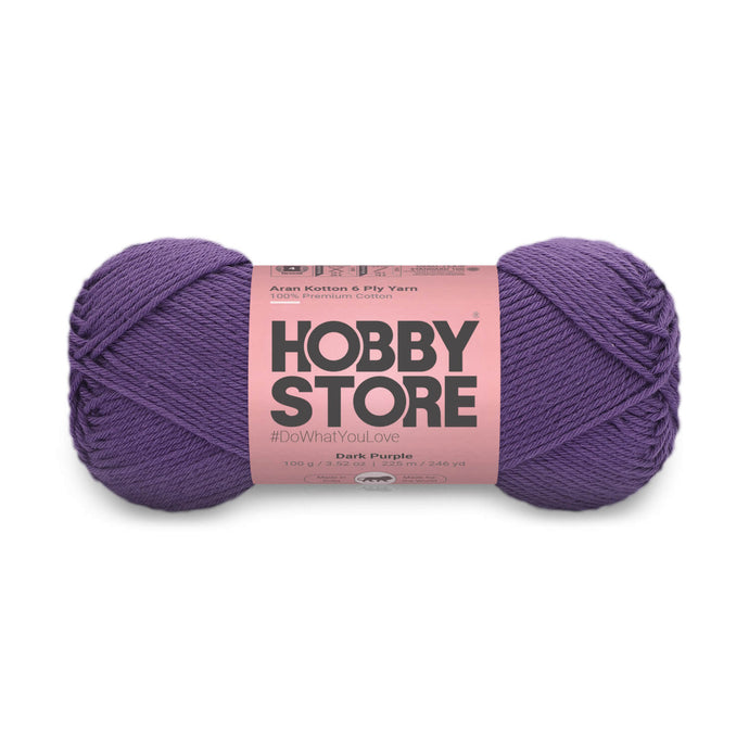 Aran Kotton 6 Ply Yarn by Hobby Store - Dark Purple 530 – Magic Needles