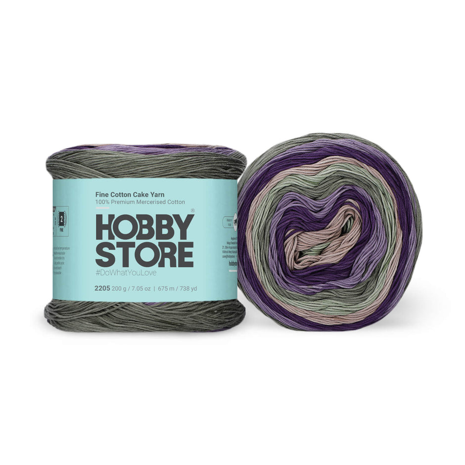 Fine Mercerised Cotton Cake Yarn by Hobby Store 200 g - Multi-Color 22 ...