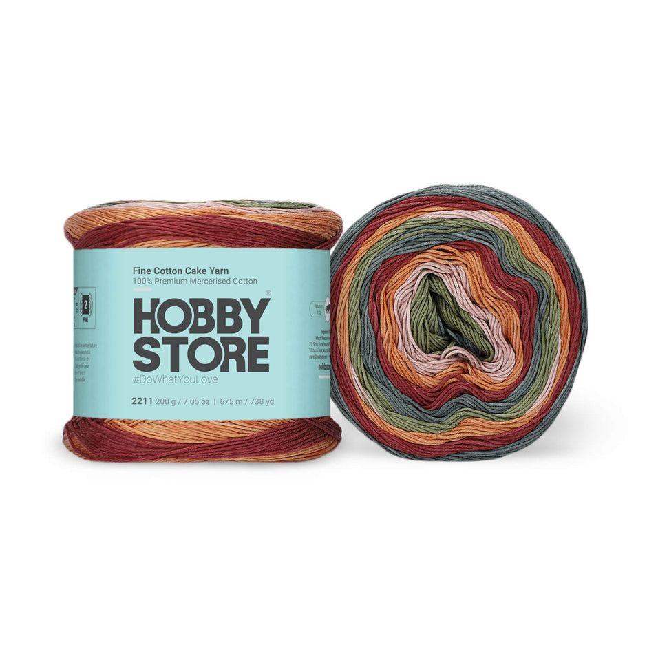 Fine Mercerised Cotton Cake Yarn by Hobby Store 200 g - Multi-Color 22 ...