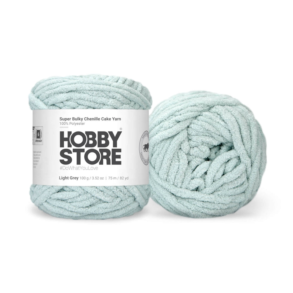 Super Bulky Chenille Yarn by Hobby Store - Light Grey (Light Sky) 6915 ...