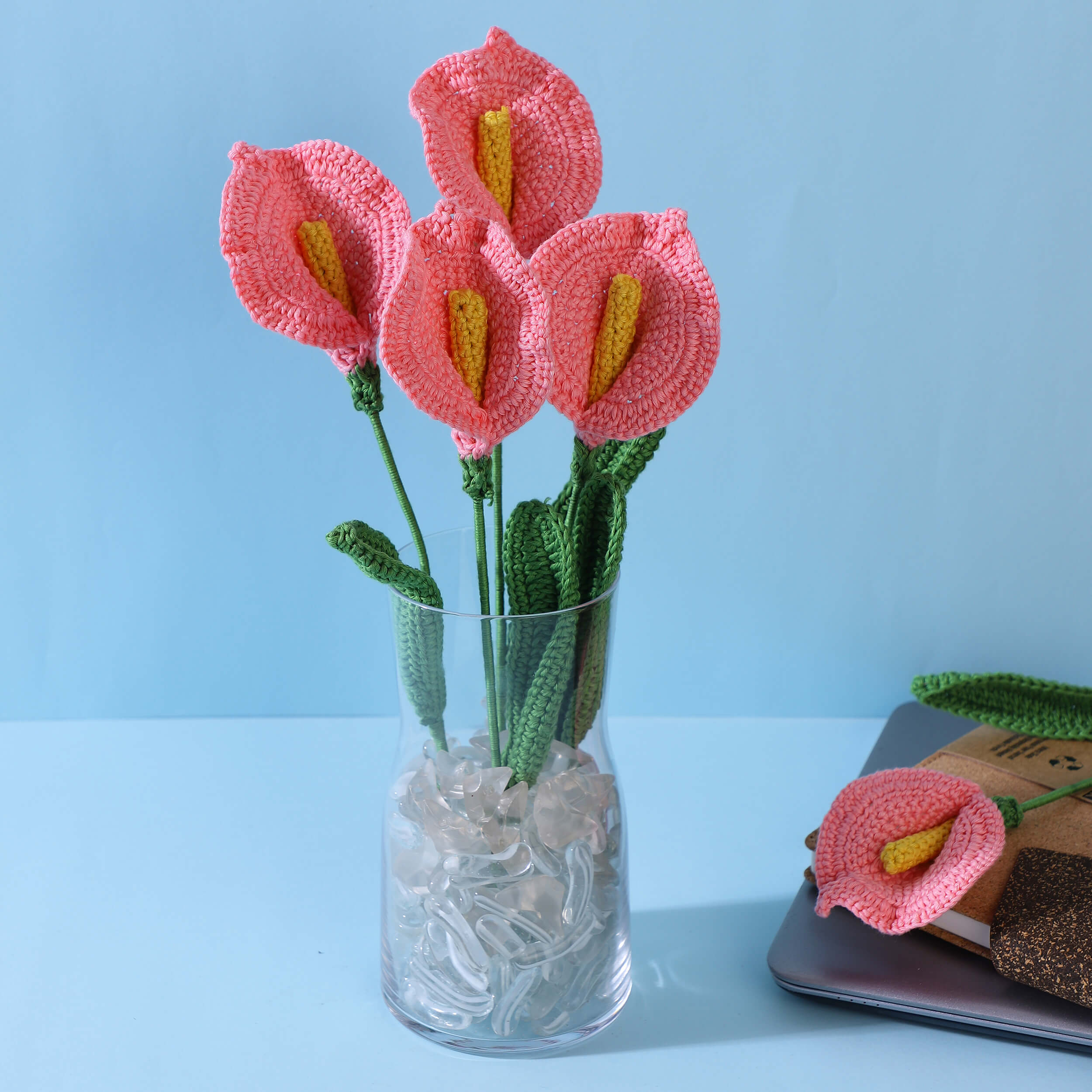 Calla Lilies - Handcrafted Crochet Flowers - Powder Pink/Sunshine ...