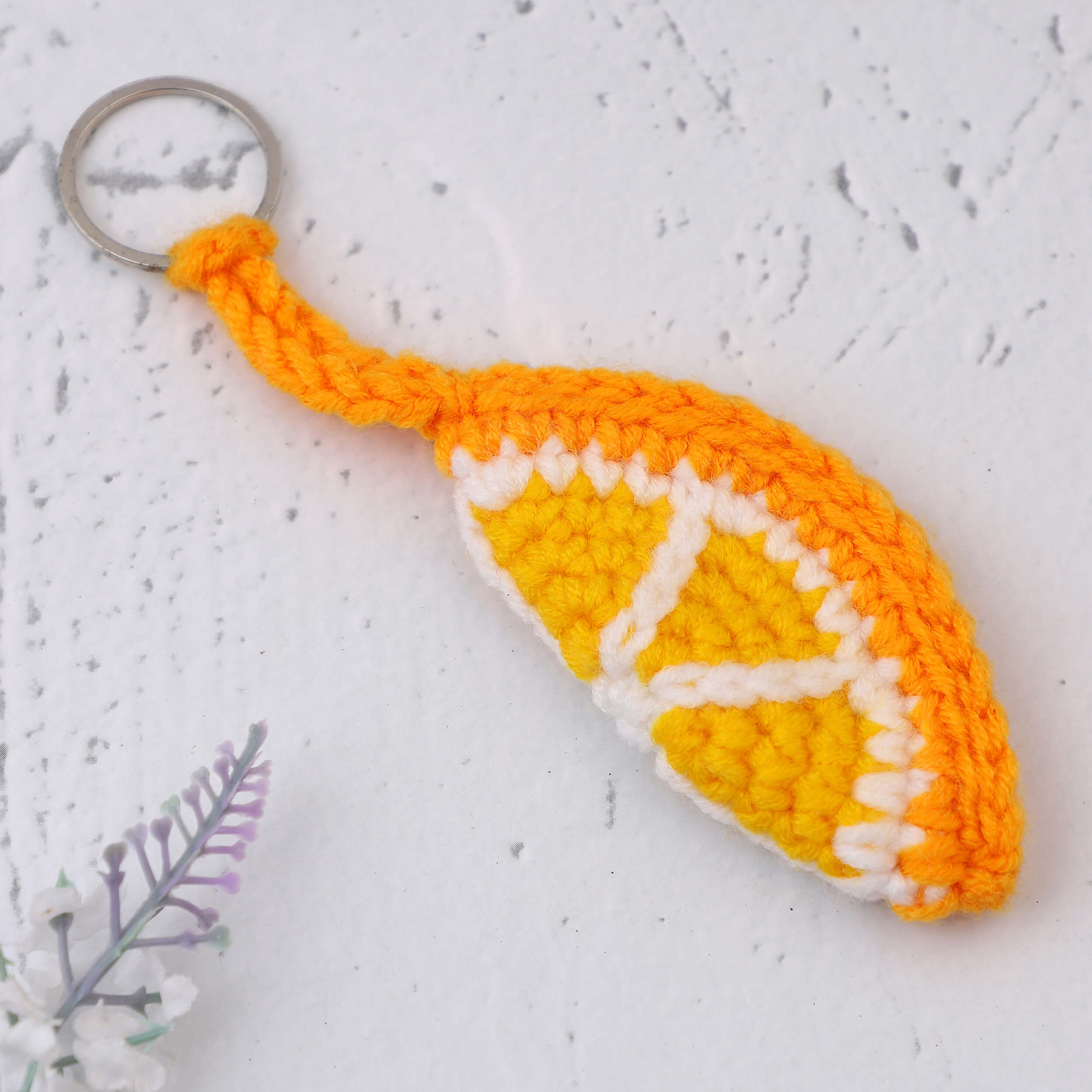 Handmade Crochet Orange Slice Keychain – Magic Needles