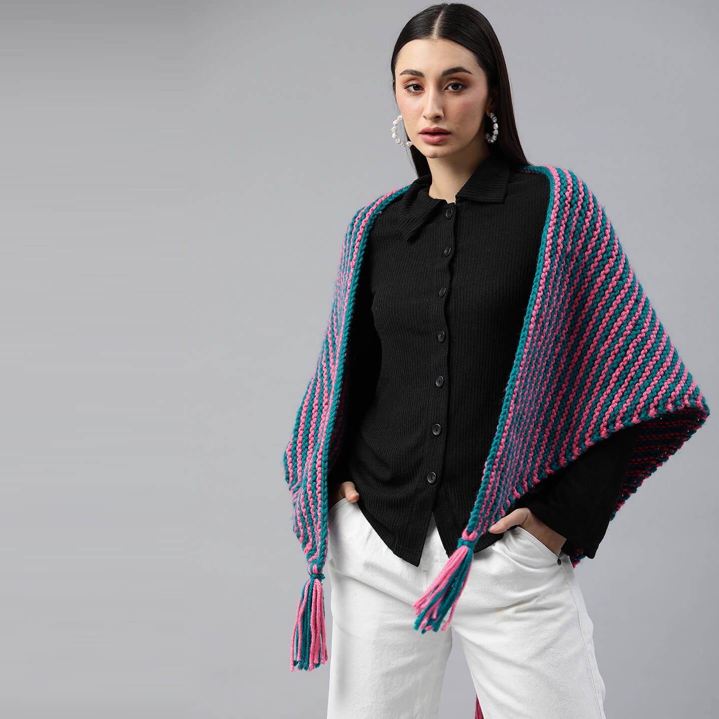 Thick Knitted Shawl Scarf - 3281